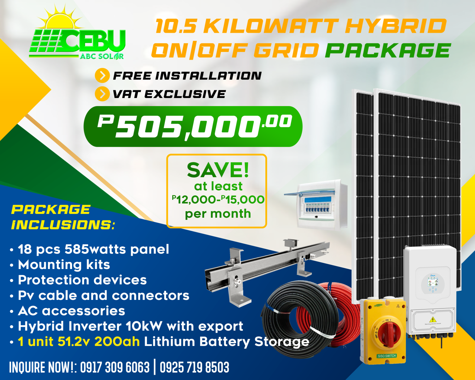 10.5kW Hybrid Ongrid/Offgrid solar package - ABC Solar Electronics
